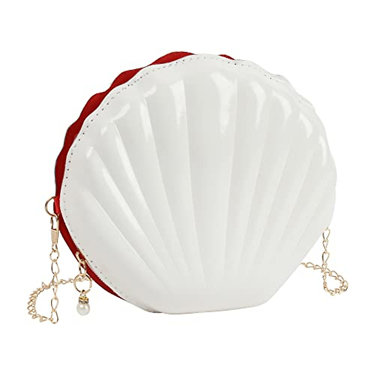 Van Caro Womens Sequins Shell Evening Purse Pearl Clutch Handbag Cross-body Shoulder Bag, White01