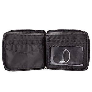 Big Skinny Men's Zippered Bi-Fold Slim Wallet, Holds Up to 25 Cards, Black