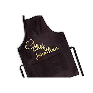 Chef Apron with Custom Name, Personalized Gifts for Men, Gifts for Women, Aprons for Women with Pockets, Valentines Day Gifts, Father's Day Gifts, Christmas Gifts, Anniversary, Mother's Day Gifts