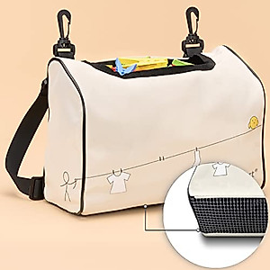 Wearable Clothespin Bag with Shoulder & Waist Strap. Double Secure Clips & Clever Quick Dry Mesh Clothes Pins Bag Holder. Clothes Pin Bag That Holds Up To 300 Medium Clothespins (Beige, Open Top)