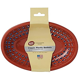 Tablecraft H1074RWB 6 Piece Classic Oval Plastic Baskets, Red/White and Blue
