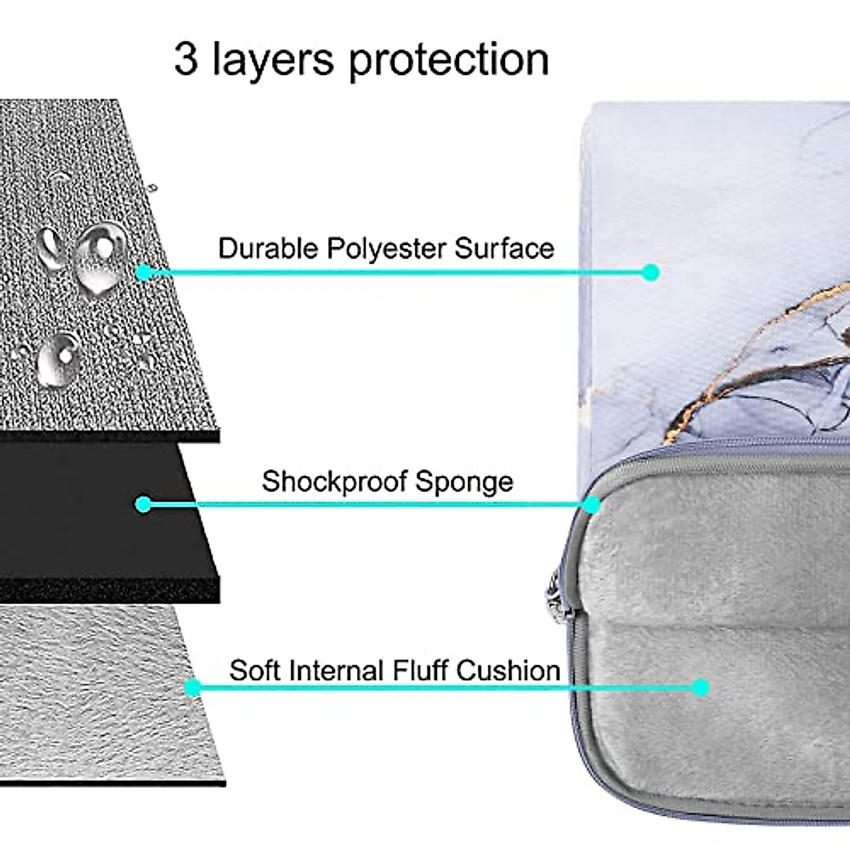 MOSISO Laptop Shoulder Bag Compatible with MacBook Air 15 inch M2 A2941 2023/Pro 16 2023-2019 M2 A2780 M1 A2485 A2141/Pro 15 A1398, 15-15.6 inch Notebook, Messenger Bag with Belt Marble MO-MBH289