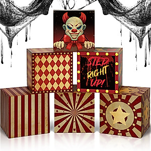 Tenceur 6 Pcs Large Halloween Creepy Carnival Decorations Circus Clown Box Outdoor Decorations Horror Circus Party Boxes Carnival Circus Theme Party Decorations for Horror Haunted House Supplies