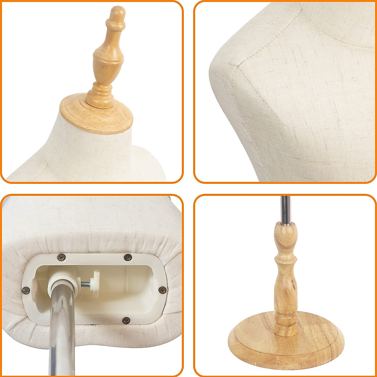 Kid Dress Form with Wooden Base, Mannequin Child Display Body Bust Forms Maniki, 4-5 Years Old