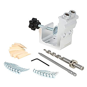 VINWOX 31 PCS Pocket Hole Jig Adjustable Woodworking Tools with Step Drill Bit and Robertson Screws & Bit, bezels for a Portable Unit or Mount to Bench