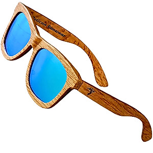 Pelican Sunwear Wood Sunglasses | Polarized | Vintage Wooden Frame | 100% UVA/UVB Protection | Bamboo Case | Men Women