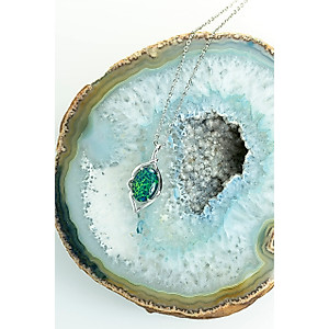 Australian Triplet Opal Necklace - 14x10mm Fire Opal - Genuine Triplets Opal Necklace Pendant in Sterling Silver 18K Gold Plated Women's Jewelry