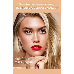 Cream Bronzer Contour Beauty Wand, Highlighter Contour Blush With Cushion Applicator, Liquid Face Bronzer Makeup Wand Lightweight Natural Super Silky Cream Contour Stick Beauty Light Wand (1# Contour Grey brown)