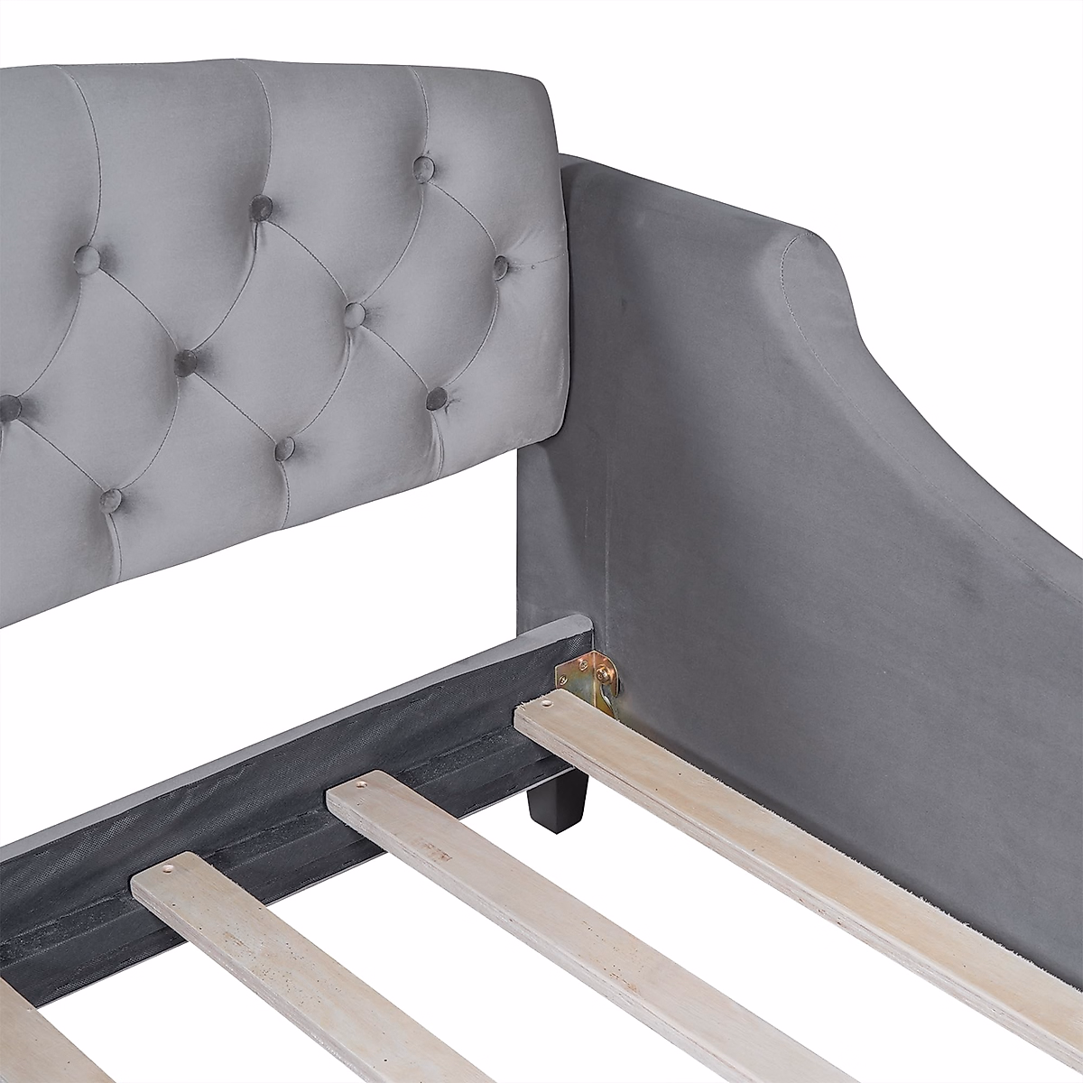 LZ LEISURE ZONE Twin Daybed, Twin Size Luxury Tufted Button Daybed, Upholstered Twin Daybed Frame, Sofa Bed for Bedroom Living Room, Grey