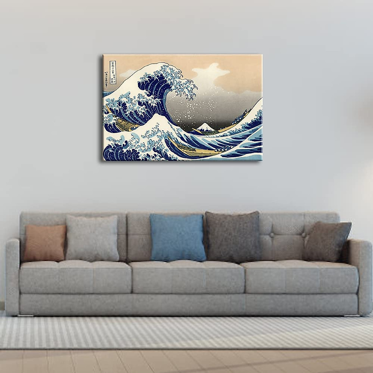 Wieco Art Great Wave of Kanagawa Katsushika Hokusai Giclee Canvas Prints Wall Art Abstract Seascape Pictures Paintings for Living Room Home Decorations Large Modern Stretched and Framed Sea Artwork