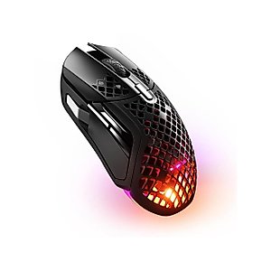 SteelSeries Aerox 5 Wireless - Holey RGB Gaming Mouse - Ultra-lightweight Water Resistant Design - 9 Buttons – Bluetooth/2.4 GHz - 18K DPI TrueMove Air Optical Sensor