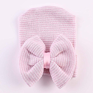 upeilxd Newborn Hospital Hat Infant Baby Hat Caps with Bow Soft Cute Nursery Beanie Hat
