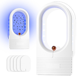 Fruit Fly Traps for Indoors, Plug in Fly Trap Indoor Bug Catcher with Double Sided Glue Card, Flying Insect Trap Gnat Traps for Mosquito, Flies, Fruit Flies, Moths, Gnats (1 Device + 5 Refills)