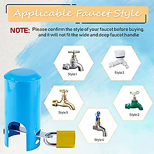 Ibnotuiy Water Faucet Lock Outdoor/Garden/Kitchen Hose Tap Faucet Lock Anti-Theft Child-Proof Metal Faucet Protection Cover Style A (Blue)