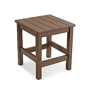 EFURDEN Side Table, Polystyrene End Table for Adirondack Chair, Outdoor Side Table Weather Resistant, Patio End Table with Low Maintenance (Brown)