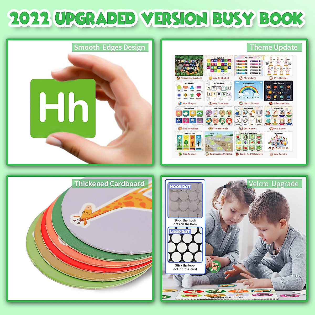 Riosin Busy Book for Preschool Toddlers,Quiet Book with 15 Themes for Ages 3+ Kids Activity Binder, Montessori Toys Autism and Early Sensory Educational Learning Activities Materials