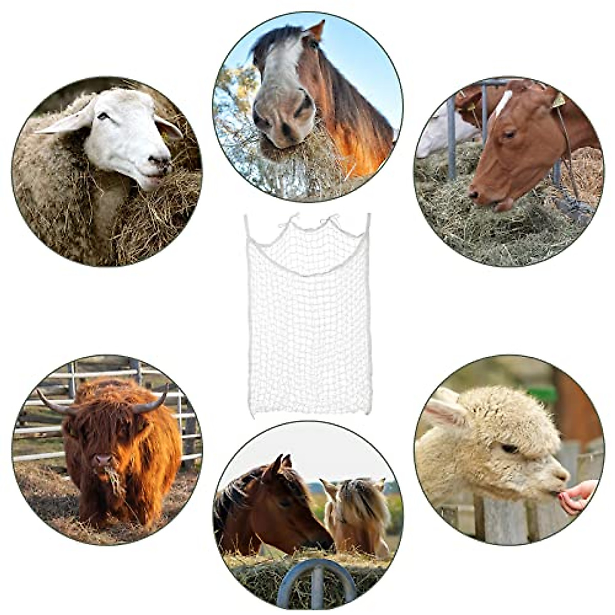 FLKQC Full Day Slow Feed Hay Net Bag Horse Feeding Large Feeder Bag with Small Holes Reduces Horse Feeding Anxiety and Behavioral Issue(36" Length x 32" Width)