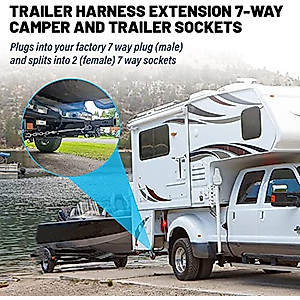 MECMO Truck Bed 7-Pin Trailer Wiring Harness Extension 7ft for Chevy Silverado, for Ford F150 F250 F350, GMC Sierra, GM, Ram 1500 2500 3500, Nissan Titan, Toyota Tundra, 5th Wheel or Gooseneck Trailer