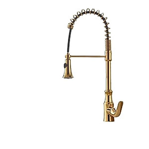 Single Handle Gold Kitchen Faucet Pull Down Kitchen Faucet with Spray Sink Faucet hot and Cold Kitchen Sink Faucet Gold Kitchen Faucet(Nickel)