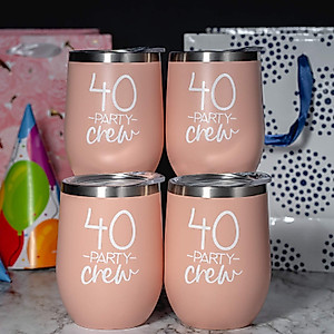 40 Party Crew Tumbler 4-Pack - 40th Birthday Gifts for Women – 40 Birthday Gifts for Women – 40th Bday Gifts for Women -40th Birthday Squad - 40th Birthday Crew - 40th Birthday Cups