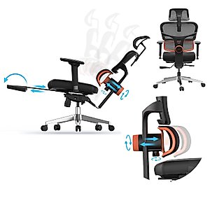 Newtral Ofiice Chair Ergonomic with Footrest -High Back Desk Chair with Fully Adaptive Lumbar Support, Adjustable Headrest, 4D Armrest, Tilt Lock, Task Chair for Office and Home