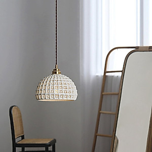 SSBHDM Creative Grid Ceramic Pendant Lamp Lampshade,Nordic Minimalist Style Chandelier,E27 Base Single-Head Hanging Light,Bookstore Kitchen Living Room Decorative Lighting Fixtures