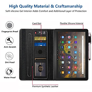 FQTBCEARI Case for All-New Amazon Fire HD 10/Fire HD 10 Plus Tablet (11th Generation, 2021 Release), Slim PU Leather Cover with Card Slot & Pencil Holder, Colorful Dog Paw Print