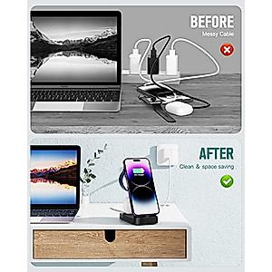 Apetiy Charging Station for Multiple Devices Apple, 3 in 1 Fast Charging Station Dock for iPhone 14/13/12/11 (Pro)/XS/XR/X/8/7/6/5, Apple Watch Series Ultra/8/7/6/SE/5/4/3/2 & AirPods with Adapter