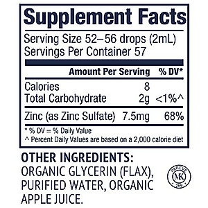 Vimergy Organic Liquid Zinc, 57 Servings – Alcohol Free Zinc Sulfate – Supports Immune Health & Metabolism – Antioxidant – Gluten-Free, Non-GMO, Kosher, Vegan & Paleo Friendly (115 ml)