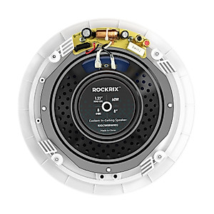 ROCKRIX Audio 3-Way Premium in-Ceiling 8" Round Speaker, Dual 1-inch Silk Dome Tweeters, 9.5 Inch Cutout Diameter, Each, White