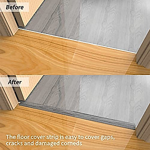10Ft Floor Transition Strip,Floor Cover Strips Self Adhesive Flooring Transitions Laminate,2"Wide Vinyl Floor Flat Edge Trim Strip for Threshold Strip,Wood Grain Design (Gray)