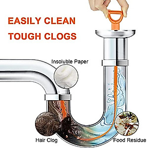 Forlivese 3 Pack 25 Inch Drain Clog Remover,Hair snake Tool Drain Opener, sink snake for Sewer Kitchen Sink Bathroom Tub Toilet Clogged Drains Relief Cleaning Tool