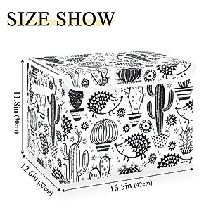 Krafig Animal Hedgehog Black White Foldable Storage Box Large Cube Organizer Bins Containers Baskets with Lids Handles for Closet Organization, Shelves, Clothes, Toys