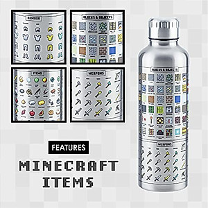 Paladone, 500ml, Minecraft Metal Water Bottle | Officially Licensed Gaming Merchandise