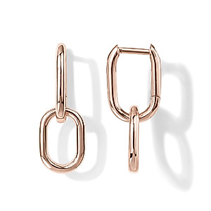 PAVOI 14K Rose Gold Convertible Link Earrings for Women | Paperclip Link Chain Earrings | Drop Dangle Earrings
