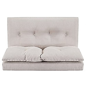 Floor Couch and Sofa Fabric Padded Sleepy Bed Five Adjustable Back Folding Lounge with Sponge + Steel Tube Material Beige Solid Modern Contemporary Pattern Handmade