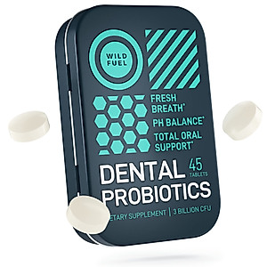 WILD FUEL Dental Probiotic for Teeth and Gums - Lactobacillus Salivarius Probiotic 3bn CFU Fights Bad Breath, Restores Healthy Bacteria - Oral Probiotics - 45 Tablets for Fresh Breath in a Travel Tin