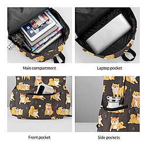 FeHuew 17 Inch Backpack Cute Dogs Shiba Inu Laptop Backpack School Bookbag Shoulder Bag Casual Daypack