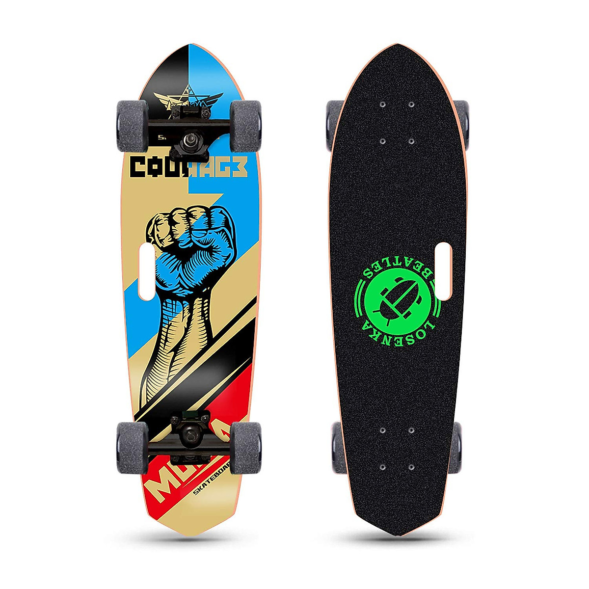 LOSENKA 28 inch Mini Cruiser Skateboard Cruiser | Canadian Maple Deck - Designed for Kids, Teens and Adults (Persistence Pro)