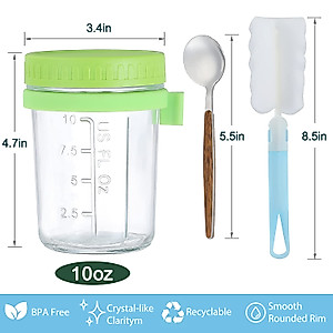 DANALLAN Overnight Oats Containers with Lids and Spoons, 4Pcs Overnight Oats Jars 10 oz Large Capacity Airtight Mason Jars for Overnight Oats Milk Vegetable Fruit Salad Cereal