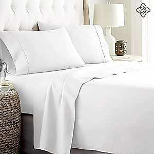 BIOWEAVES 100% Organic Cotton Sheets, 300 Thread Count 4-Piece GOTS Certified Bed Sheet Set Fits Mattress Upto 17" Deep Pocket, Soft & Silky Sateen Weave (Queen, White)