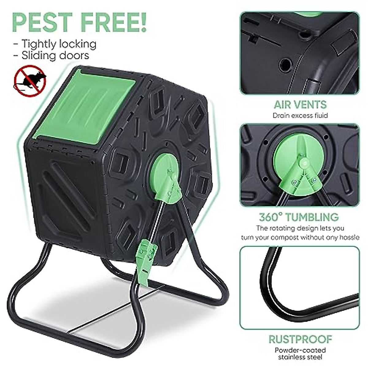 18.5 Gal Compost Bin Garden Composting Sturdy Compost Bins Tumbler Garden Yard