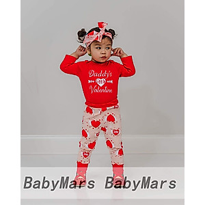 Newborn Baby Girls Valentines'Day Daddy's Little Valentine Outfits Clothes(0-3Months) Red