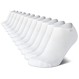 Calvin Klein Women's Athletic Socks - Lightweight Performance No Show Socks (12 Pack), Size 4-10, Pure White