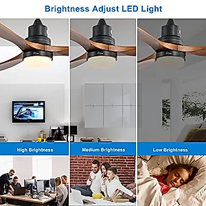 Sofucor 52-Inch Wood Ceiling Fan with LED Lights and Remote - Adjustable Speeds, Reversible 35W Quiter Motor 5250 CFM for Living Room, Bedroom, Patio - Matte Black