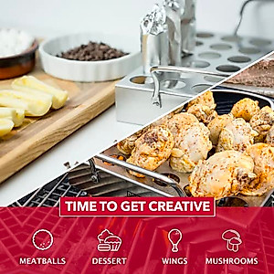 BBQ-Aid Jalapeno Poppers Grill Rack with Handles - Jalapeno Popper Holder for Grill - Easy to Pick Up - Chicken Legs & Wings or Chili - 36 Capacity Racks- BBQ Grill and Smoker Accessories