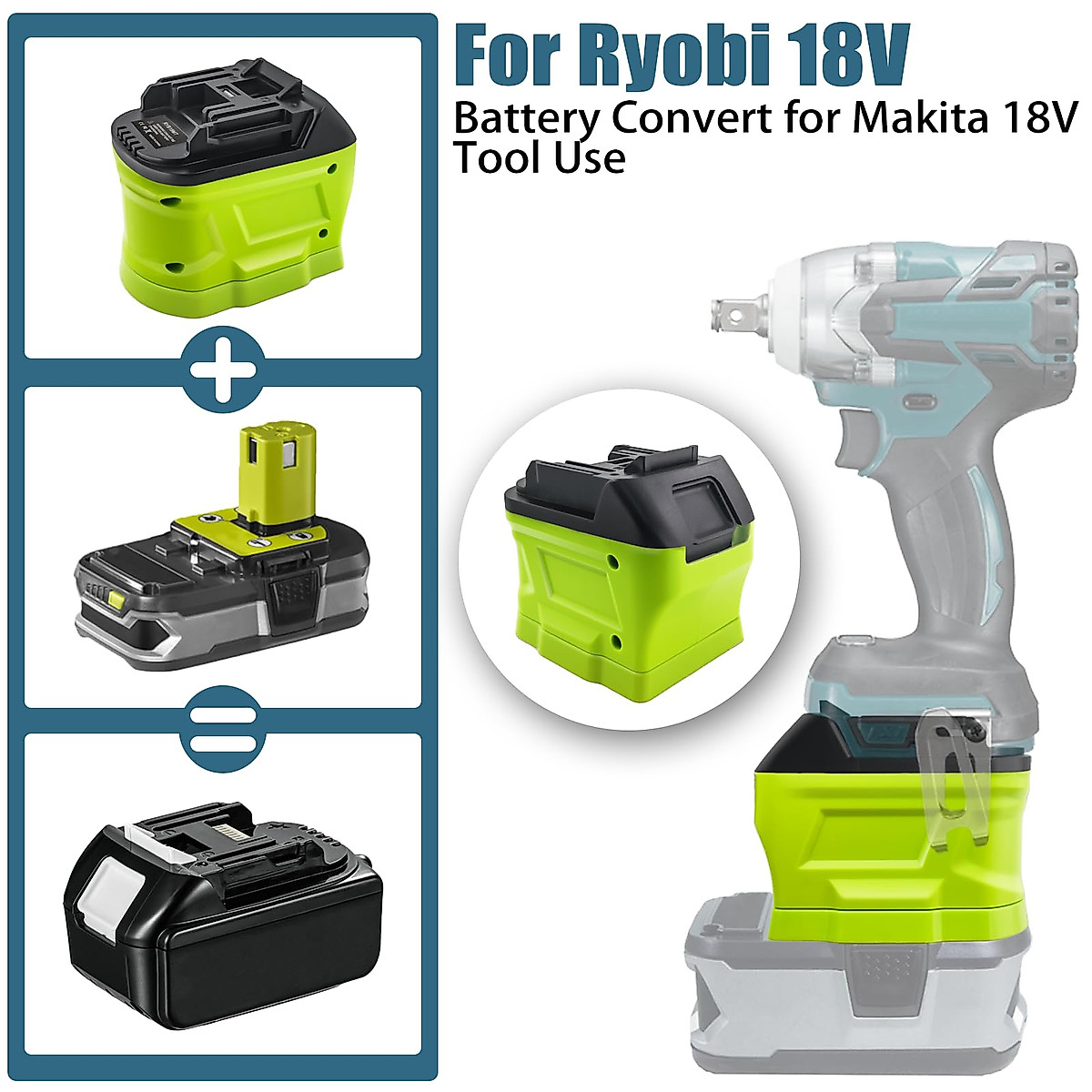 TPDL Adapter Fit for Ryobi Battery Convert for Makita 18V Tool Use, for Ryobi 18-Volt HP High Capacity PBP2005 P194 P193 Lithium-ion Battery to MAK