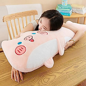 Oeonuas Soft Shark Cat Plush Pillow,Long Stuffed Animal Shark Cat Plushies Lovely Doll Gifts for Boys Girls (100cm,Pink)