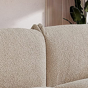 Sofa 87'' Lambswool 3 Seat Cushion Couch for Living Room,Mid Century Comfy Modular Sofa with Throw Pillows
