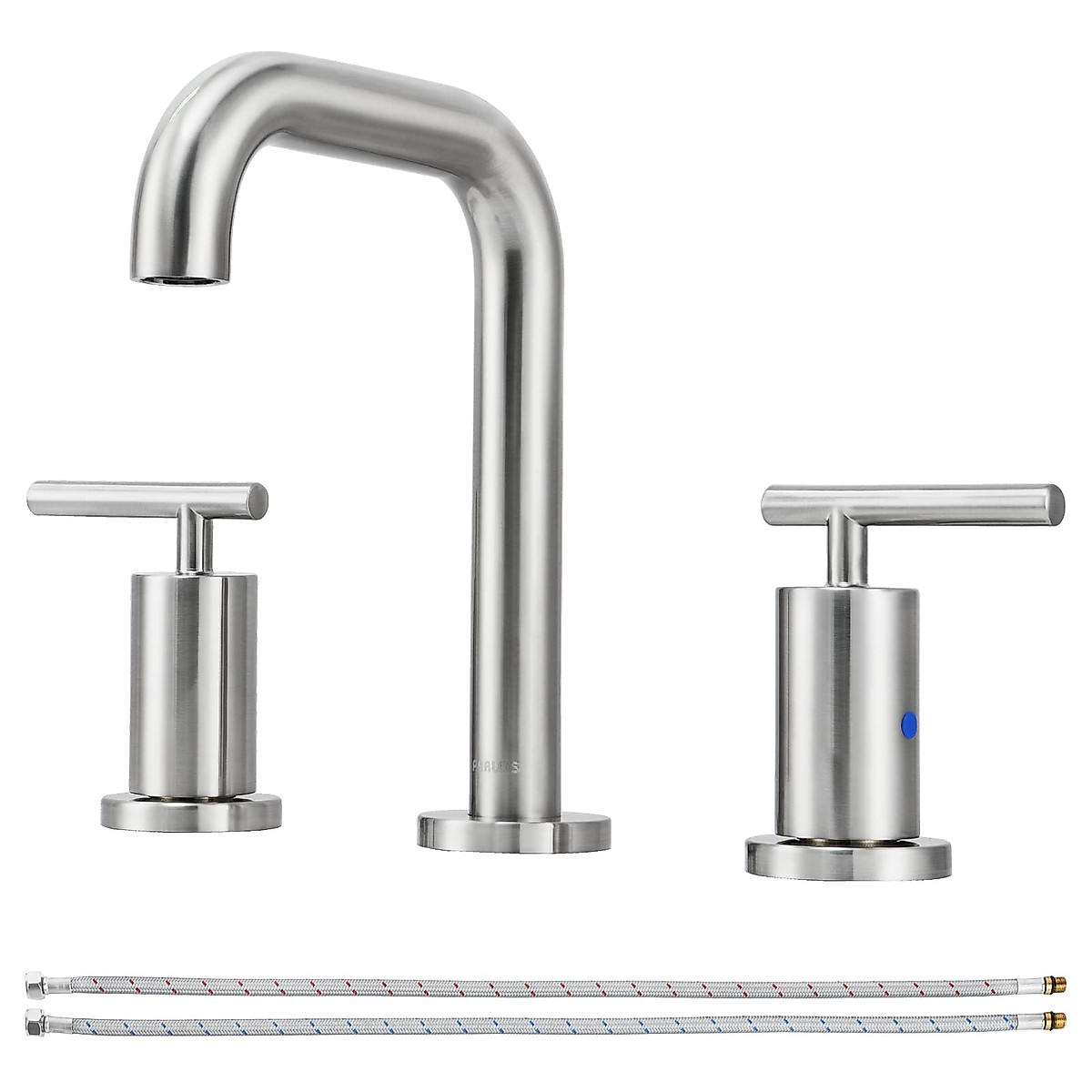 PARLOS Brushed Nickel 8 inch Widespread Bathroom Sink Faucet 3 Hole Vanity Faucet with cUPC Faucet Supply Lines, 1.2GPM